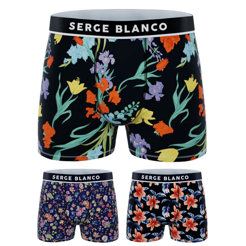 Lot de 3 boxers motifs à fleurs en coton de la marque Serge Blanco - L ...